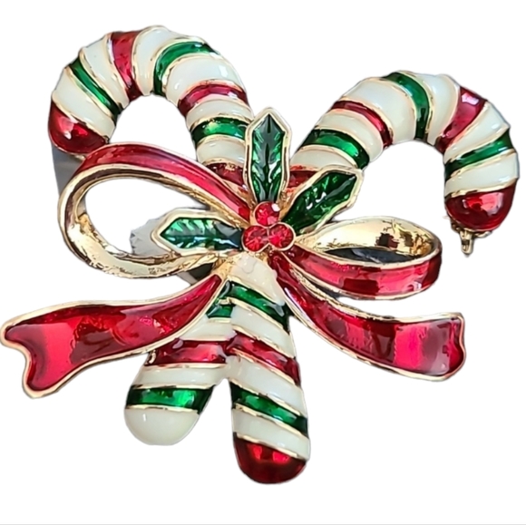 Monet | Jewelry | Monet Beautiful Holiday Candy Cane With Ribbon Pin ...